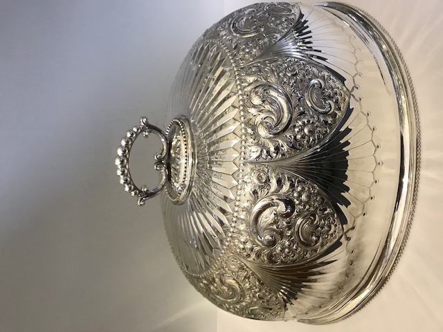 Antique Victorian Large Elaborately Embossed Silver Plated Meat Cover ...